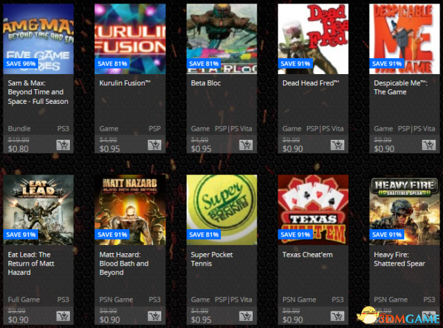 别人家PSN：北美PSN限时秒杀 1美元买经典老游戏_3DM单机